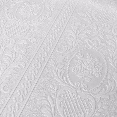 AS Creation Blown Vinyl Damask White Wallpaper 2616-18