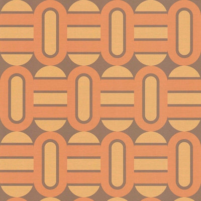 AS Creation Retro 70's Shape Pattern Orange Wallpaper Textured Paste ...