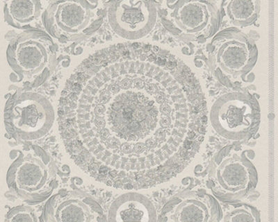 AS Creation Versace Heritage Grey Metallic Barocco Wallpaper 370555