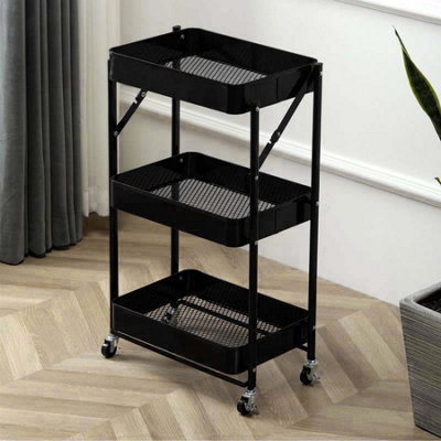 ASAB 3 Tier Folding Storage Trolley - BLACK | DIY at B&Q