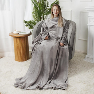 ASAB Cosy Adult Snuggle Blanket HOODIE - GREY