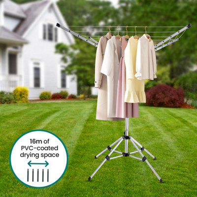 ASAB Freestanding Rotary Clothes Airer - SILVER