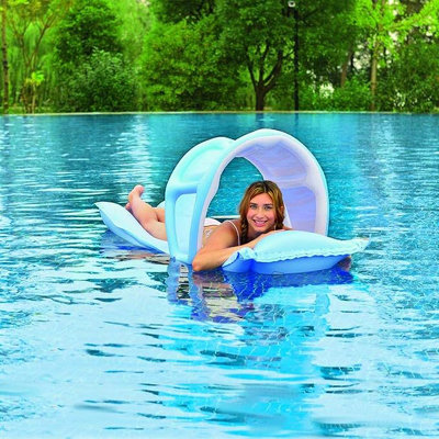 ASAB Inflatable Sun Protector Canopy Lilo Mat Summer Beach Lounger Pool ...