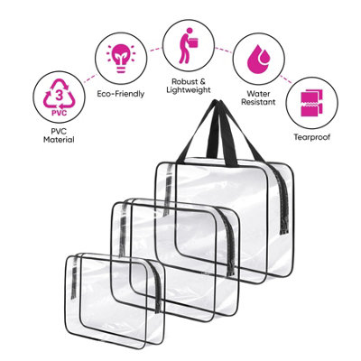 ASAB Transparent PVC Travel Organiser Bags 3PC