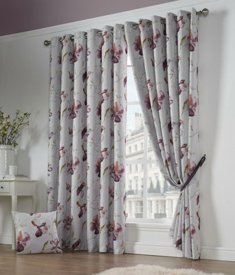Ascot Floral Red Eyelet Blockout Curtains
