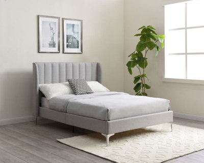 Ascott Bed Super King Grey Velvet In Athena Grey Velvet