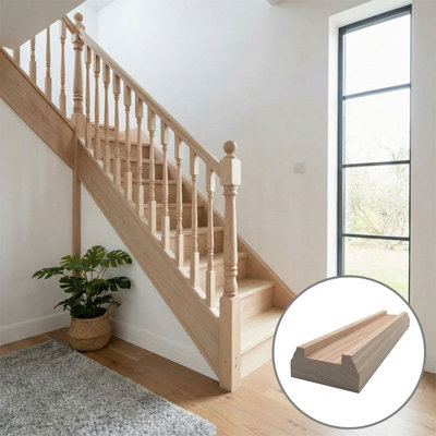 Ash Baserail TBR 3.6m - 32mm Groove For Spindles UK Manufactured Traditional Products Ltd