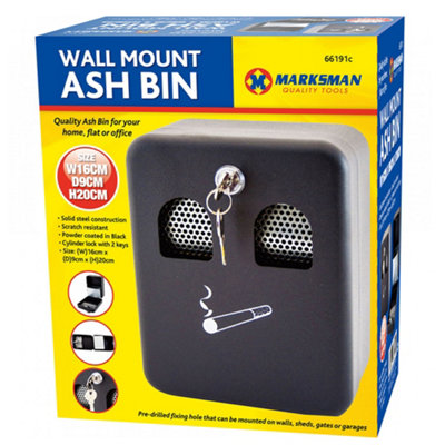 Ash Bin Wall Mounted Ashtray Outdoor Pub Garden Office Smoking Box Tray ...