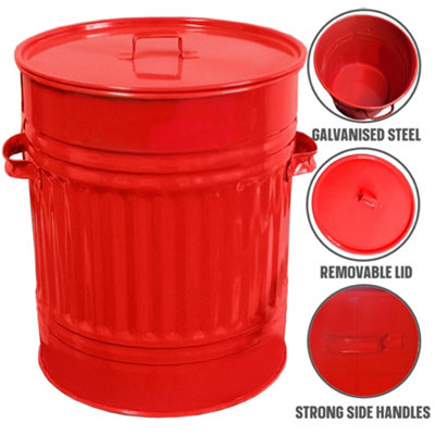 Ash Bucket- Large Ash Bin Corrugated with Lid - 30L Fireplace Ash Bin ...