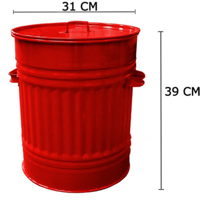 Ash Bucket- Large Ash Bin Corrugated with Lid - 30L Fireplace Ash Bin ...