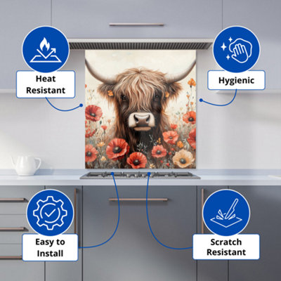 Ash Grey Premium Glass Kitchen Splashback W600mm x H600mm