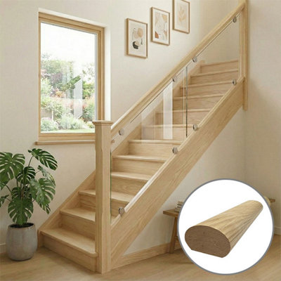 Ash Handrail Oval 2.4m - No Groove UK Manufactured Traditional Products Ltd