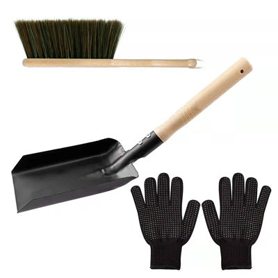 Ash Scoop and Stove Brush Set Fireplace Tool Set, Fire Bowl Tools ...
