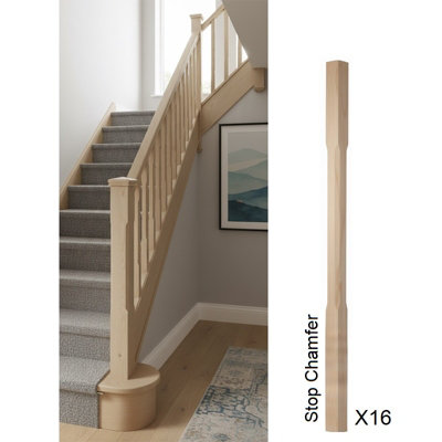 Ash Spindle Stop Chamfer 32mm x 32mm x 900mm - 16 Pack UK Manufactured ...
