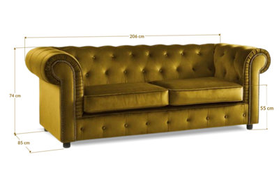 Asha 3 Seater Deluxe Velvet Sofa