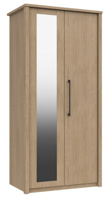 Ashbourne 2 Door Robe with Mirror - Natural Oak on Express Delivery and ...