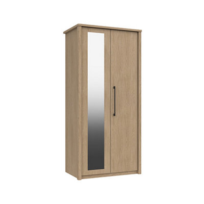Ashbourne 2 Door Robe with Mirror - Natural Oak on Express Delivery and ...