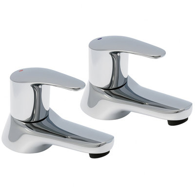 Ashby Chrome Basin Tap Pair with Lever Handles for Bathroom Basins Hot ...