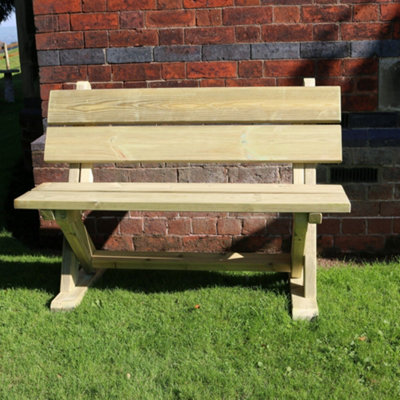 Ashcome Bench, Traditional Wooden Garden Seat - L65 x W120 x H90 cm - Minimal Assembly Required ...