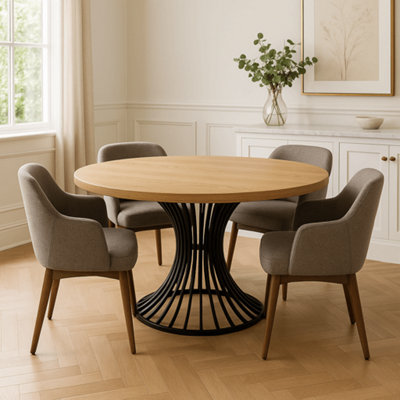 Ashford Blake Amberley Round Solid Oak Dining Table Vortex Base - 130