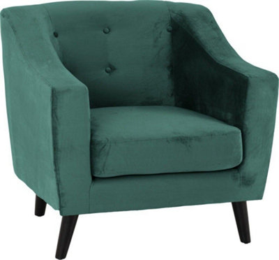 Ashley 1 Seater Sofa - L74 x W87 x H85 cm - Green Velvet Fabric | DIY ...
