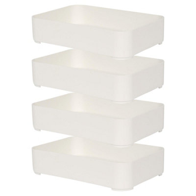 Ashley 4x Plastic Stackable Storage Bins - 23cm x 15cm x 5cm - White