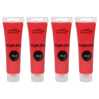 Ashley Acrylic Paints - 100ml - Red - Pack of 4