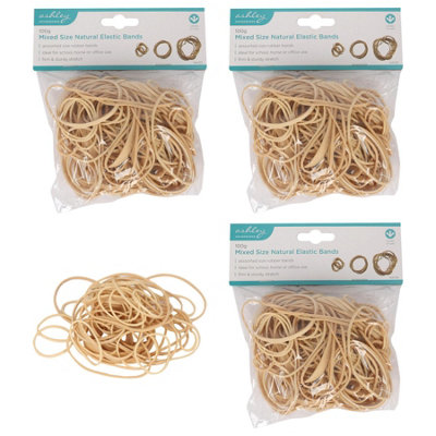 Ashley Elastic Rubber Bands - Mixed Size - Natural - Pack of 400g