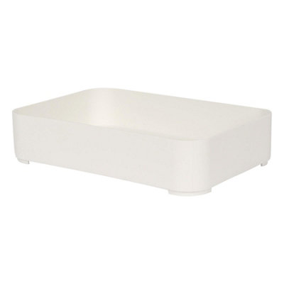 Ashley Plastic Stackable Storage Bin - 23cm x 15cm x 5cm - White - Pack ...