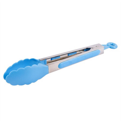 Ashley - Stainless Steel Food Tongs - 22.5cm - Blue | DIY at B&Q