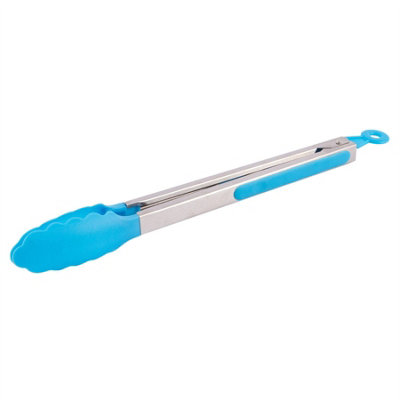 Ashley - Stainless Steel Food Tongs - 35cm - Blue | DIY at B&Q