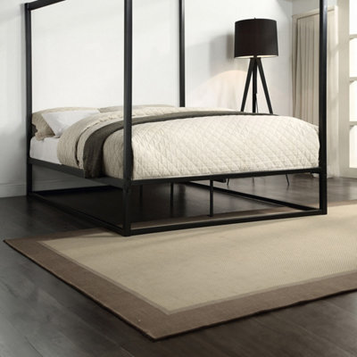 Ashwell Modern Four 4 Poster Black Small Double Metal Bed Frame