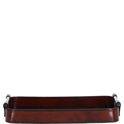 Ashwood Leather Handcrafted Luxury Serving Tray Chestnut