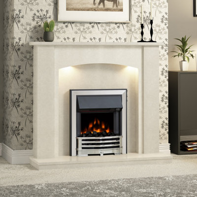 Aspen Chrome Inset Electric Fire with Spacer Frame