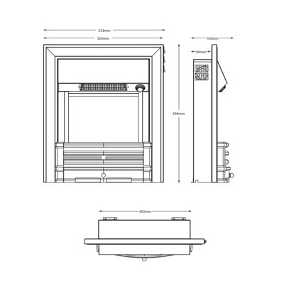 Aspen Chrome Inset Electric Fire with Spacer Frame