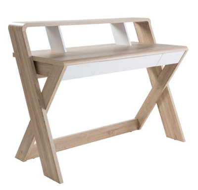 Aspen Desk with Drawer in Light Oak Look / White