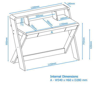 Aspen Desk with Drawer in Light Oak Look / White
