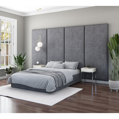Aspire 90cm x 210cm Large Upholstered Headboard Wall Panel, Plush ...