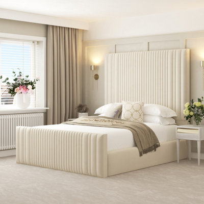 Aspire Bed Frame with 70" Headboard - King (Beige)