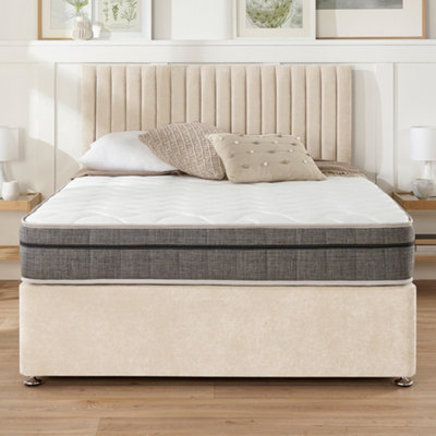 Aspire Grant Divan and Hybrid Memory Pocket Mattress, Linen Fabric ...