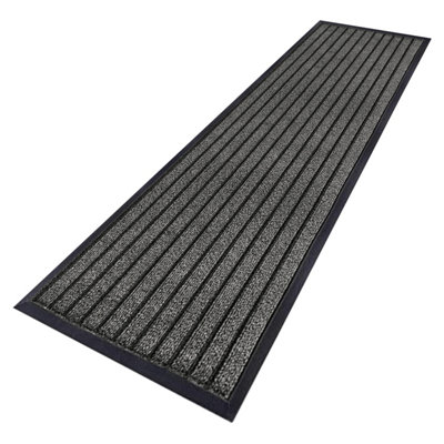 Aspire Grey Striped PVC Rubber Large Mat Anti Slip Dirt Trapper, (L ...