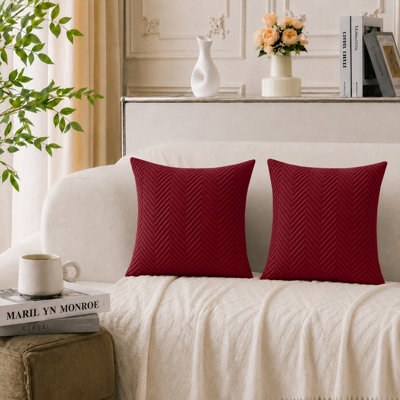 Aspire Homeware Burgundy Velvet Indoor Living Room Sofa Cushions with ...