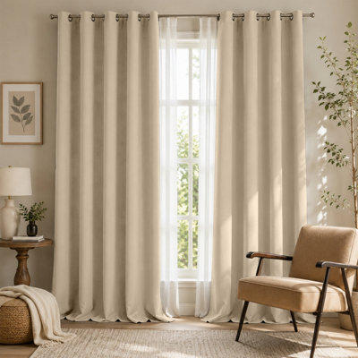 Aspire Homeware Plain Cream - Room Darkening Blackout Eyelet Curtain ...