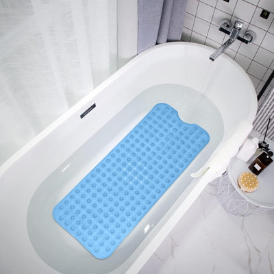 Aspire Homeware Sky Blue Shower Bath Mat Non-Slip Suction Cups Grip ...