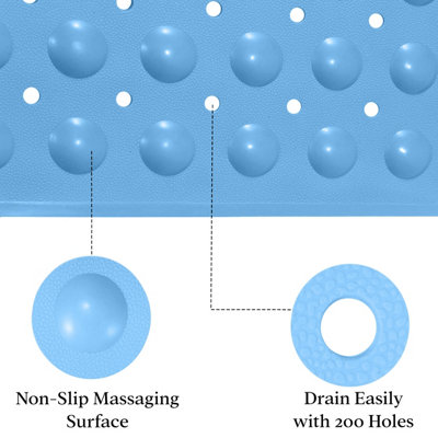 Aspire Homeware Sky Blue Shower Bath Mat Non-Slip Suction Cups Grip ...