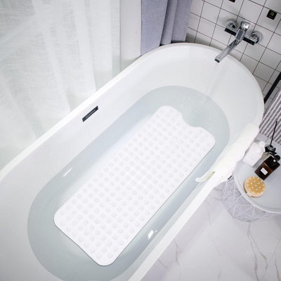 Aspire Homeware White Shower Bath Mat Non-Slip with Suction Cups Grip ...