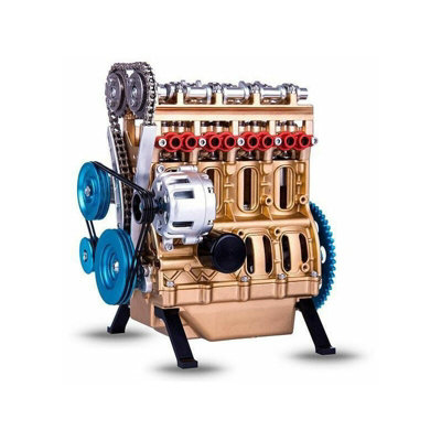 Assemble All Metal Car Mini Assembly Inline Four Cylinder Engine Model Kit