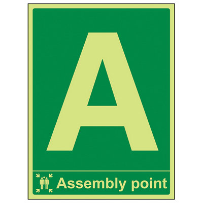 Assembly Point With Letter Sign - Glow in the Dark - 400x600mm (x3 ...