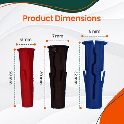 Assorted Screw Wall Expansion Fixing Rawl Plugs for Brick Stone ...