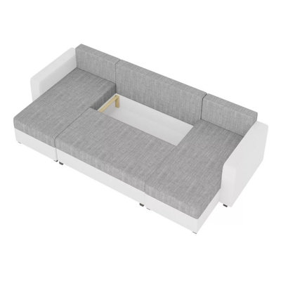 ASTANA U Shaped Corner Sofa Bed White and Grey Design with Pull Out ...
